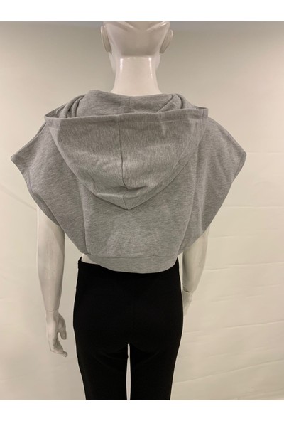 Nocturne - Kapüşonlu Crop Sweatshirt Gri