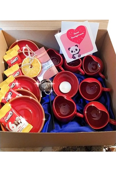 yefe El Yapımı Toprak Kalpli Kahve Fincan Takımı 6 Kişilik & Eti Petito & Çubuk Tütsü & Mum Sevgi Paketi yefe El Yapımı Toprak Kalpli Kahve Fincan Takımı 6 Kişilik & Eti Petito & Çubuk Tütsü & Mum Sevgi Paketi