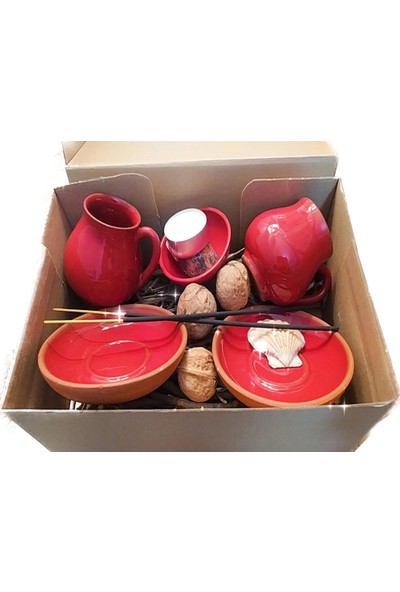 yefe Çömlek - El Yapımı Duble Boy Kırmızı Sevgi Kokulu Kahve Fincan Takımı yefe Çömlek - El Yapımı Duble Boy Kırmızı Sevgi Kokulu Kahve Fincan Takımı