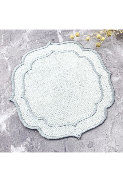 Weare2 Gümüş Gri Renkli Çift Sargı Nakışlı Kokteyl Peçetesi Weare2 Gümüş Gri Renkli Çift Sargı Nakışlı Kokteyl Peçetesi