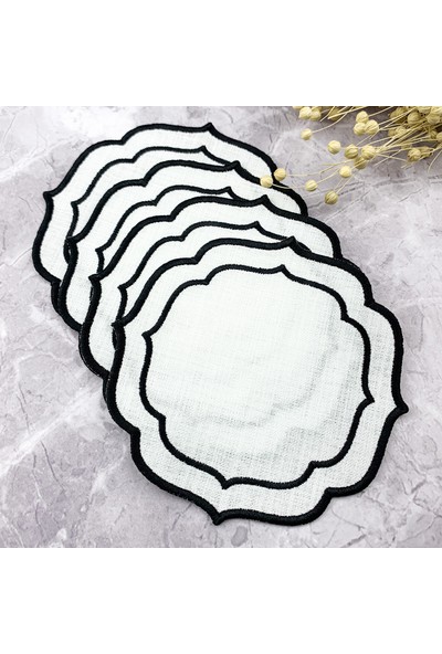 Weare2 Siyah Renkli Çift Sargı Nakışlı 4'lü Kokteyl Peçetesi