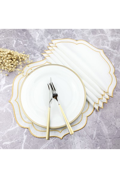 Weare2 Gold Altın Renkli Çift Sargı Nakışlı 6'lı Amerikan Servis Weare2 Gold Altın Renkli Çift Sargı Nakışlı 6'lı Amerikan Servis