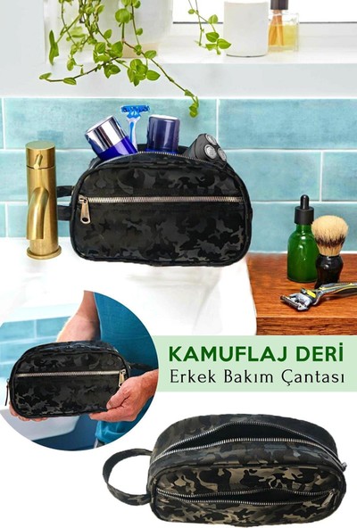 Maomao Kamuflaj Deri Erkek Bakım Çantası Seyahat Tıraş Çantası Maomao Kamuflaj Deri Erkek Bakım Çantası Seyahat Tıraş Çantası