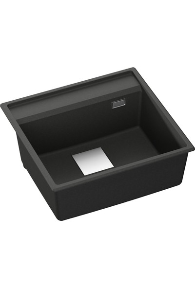 Viviano 1 Göz 50X53 cm Metalik Siyah Granit Evye + Bağlantı Hortumları