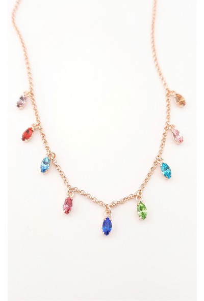 Besim Silver Sallantılı Renkli Swarovski Taşlı Gümüş Kolye Besim Silver Sallantılı Renkli Swarovski Taşlı Gümüş Kolye