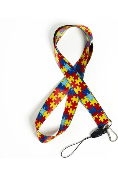 Alp Collection Puzzle Yap Boz Desenli Boyun Ipi Telefon Askısı Yaka Kartı