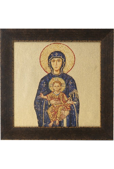 Anadolia Meryem ve Bebek Isa Kahverengi Çerçeveli Kanvas Tablo