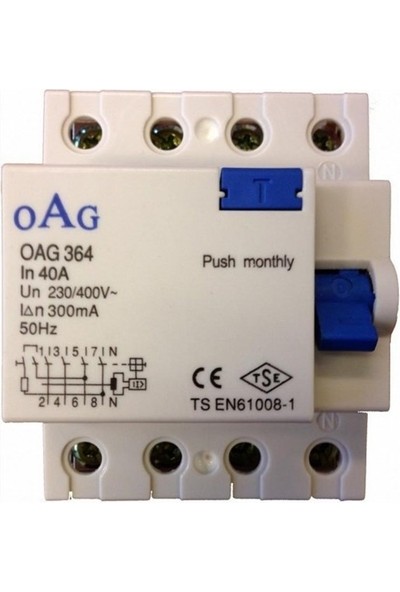 Oag 364 4X40 300 Mamp 4 Kutuplu Kaçak Akım Rölesi Oag 364 4X40 300 Mamp 4 Kutuplu Kaçak Akım Rölesi
