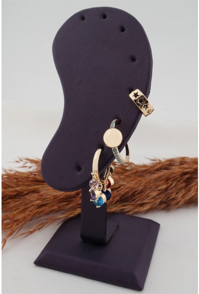 By Zeyna Aksesuar Kadın Kararmaz Altın Kaplama Shakira Model Renkli Zirkon Taşlı 3 Lü Küpe Set By Zeyna Aksesuar Kadın Kararmaz Altın Kaplama Shakira Model Renkli Zirkon Taşlı 3 Lü Küpe Set