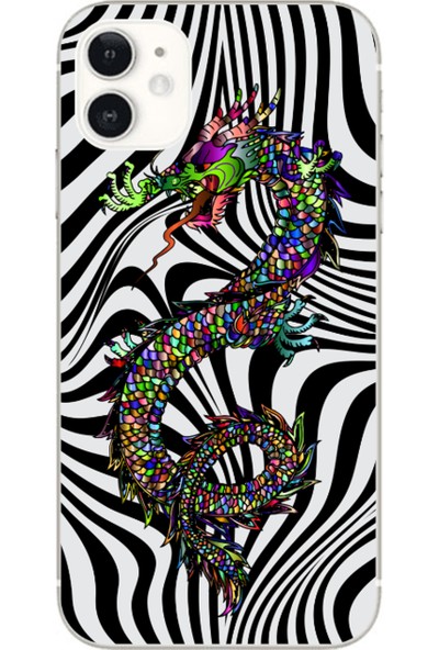 Spl Dizayn Apple iPhone 11 Dragon Tasarımlı Zebra Desenli Telefon Kılıfı
