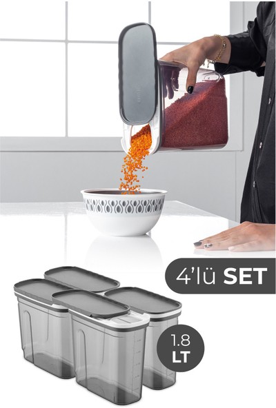 Vienev Foly 4'lü Sürgülü Kapaklı Erzak Kabı 1.8 Litre