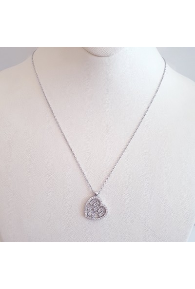 Magrib Baget Taşlı Kalp Model Bayan Gümüş Kolye Magrib Baget Taşlı Kalp Model Bayan Gümüş Kolye