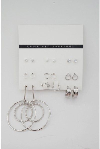 By Zeyna Aksesuar Kadın Kararmaz 9'lu Set Küpe