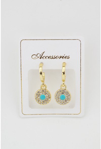 By Zeyna Aksesuar Kadın Taşlı Nazar Detaylı Küpe