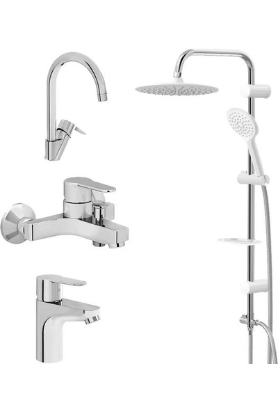 Artema Win S Batarya Seti, Monavit Beyaz Tepe Duş Seti MVT3020 Artema Win S Batarya Seti, Monavit Beyaz Tepe Duş Seti MVT3020