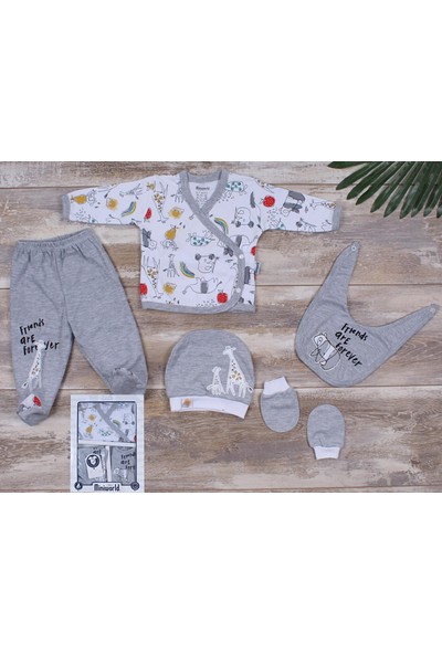 Miniworld Unisex 0-3 Ay 5'li Forever Zıbın Seti Gri Miniworld Unisex 0-3 Ay 5'li Forever Zıbın Seti Gri