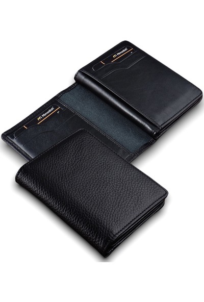 Mimodish 1109 Deri Dikey Siyah Lüks Erkek Cüzdan
