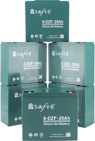 Safir Jel Akü 12 V - 20 Ah 6'lı Set Elektrikli Scooter Aküsü