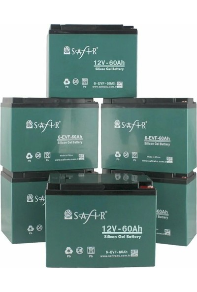 Safir Jel Akü 12V - 60 Ah 6'lı Set