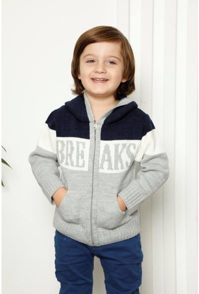 Gimer Avm Kapşonlu Fermuarlı Triko Hırka