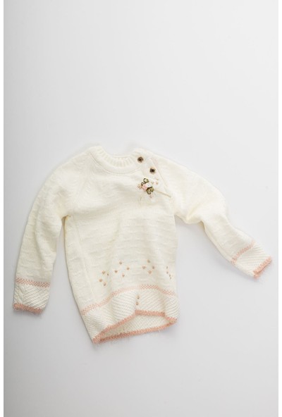 Epaavm Yaka Düğmeli Kız Çocuk Triko Kazak