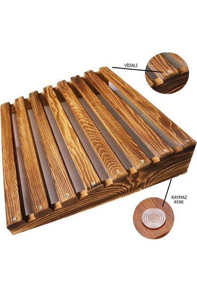 Hobialem Ahşap Ayak Yükseltici, Masa Altı Ayaklık, Ayak Standı Doğal Ahşap Ayaklık, Ceviz Rengi