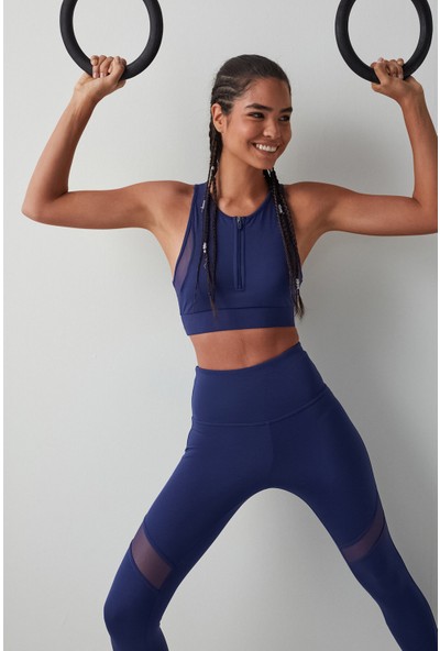 Penti Lacivert Mesh Detailed Front Üst