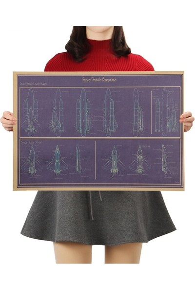 Caph Design Uzay Mekiği Planı Vintage Kraft Poster - 33X48CM Caph Design Uzay Mekiği Planı Vintage Kraft Poster - 33X48CM
