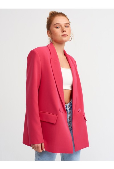 Dilvin 6940 Blazer Ceket-Fuşya