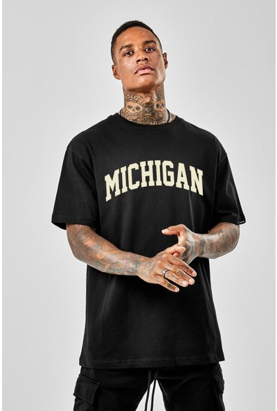 VBS Vibes Oversize Mıchgan Baskılı T-Shirt