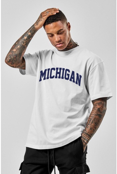 VBS Vibes Oversize Mıchgan Baskılı T-Shirt