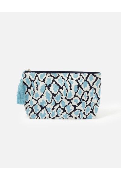 Accessorize Büyük Leopar Desenli Kese Mavi