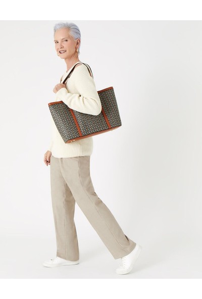 Accessorize Mika Monogram Tote Kahverengi