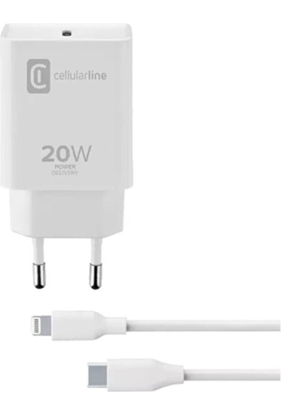 Cellularline 20W Şarj Kiti Kablo+ Şarj Adaptörü