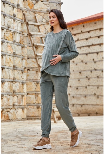 Lohusa Omuzdan Çapraz Düğmeli 2'li Takım