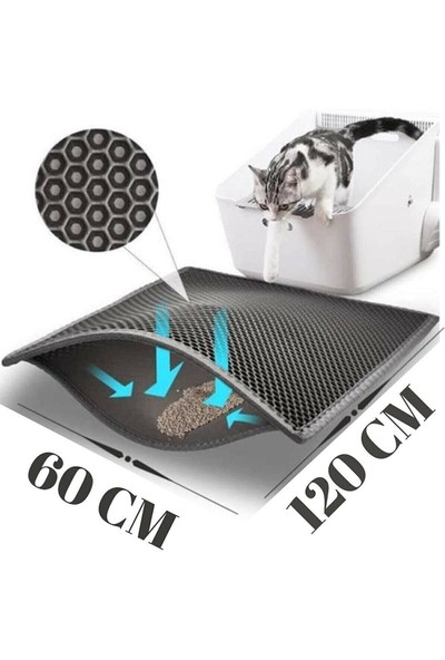 Tropheus Çanta Kedi Tuvaleti Önü Elekli Kedi Kumu Paspası- Gri Renk (60 x 120 Cm)