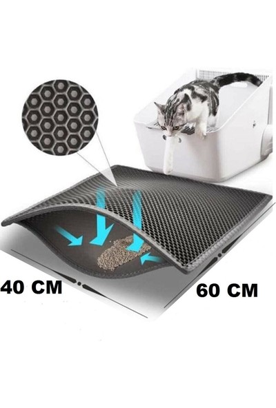 Tropheus Çanta Kedi Tuvaleti Önü Paspası Elekli 60 x 40 cm (Gri)