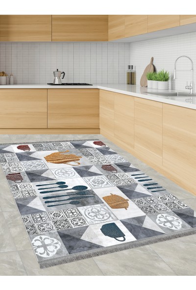 Mars Halı Olivia Yıkanabilir Dijital Baskılı Kaymaz Tabanlı Mutfak Halısı