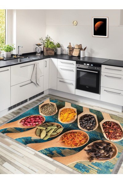 Mars Halı Olivia Yıkanabilir Dijital Baskılı Kaymaz Tabanlı Mutfak Halısı