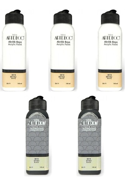 Artdeco Akrilik Boya 140 ml 3 Beyaz 2 Siyah