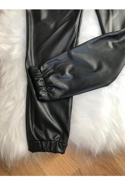 Aslami Paça Lastikli Deri Tayt