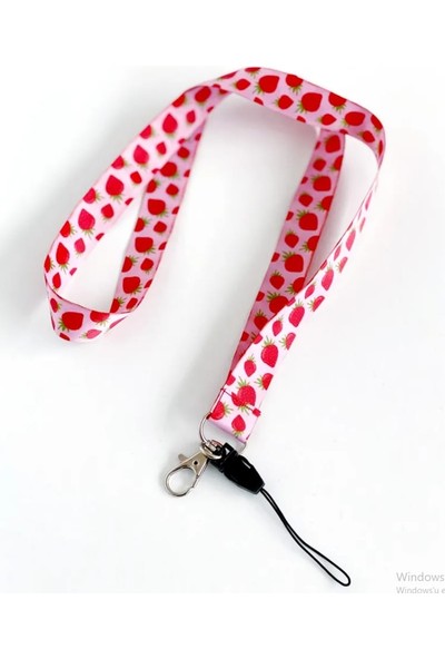 Redsky Butik Çilek Desen Boyun Ipi ve Telefon Askısı