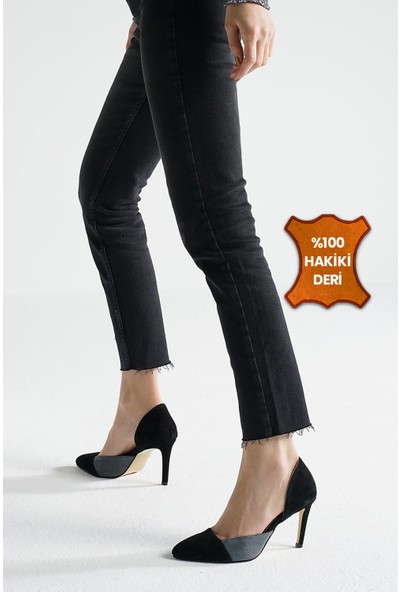 Mio Gusto Brien Hakiki Süet Siyah ve Gri Iki Renkli Kadın Ayakkabı Mio Gusto Brien Hakiki Süet Siyah ve Gri Iki Renkli Kadın Ayakkabı