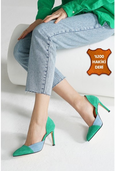 Mio Gusto Brien Hakiki Süet Yeşil ve Mavi Iki Renkli Kadın Ayakkabı Mio Gusto Brien Hakiki Süet Yeşil ve Mavi Iki Renkli Kadın Ayakkabı