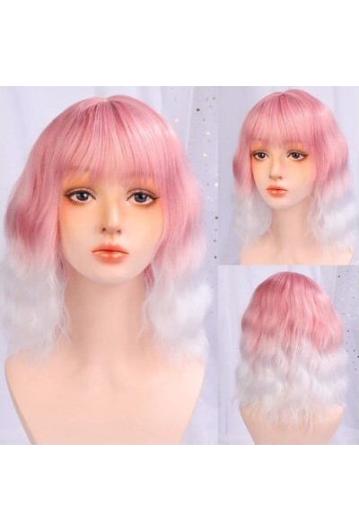 Charge Shangke Kısa Dalgalı Perukpink White