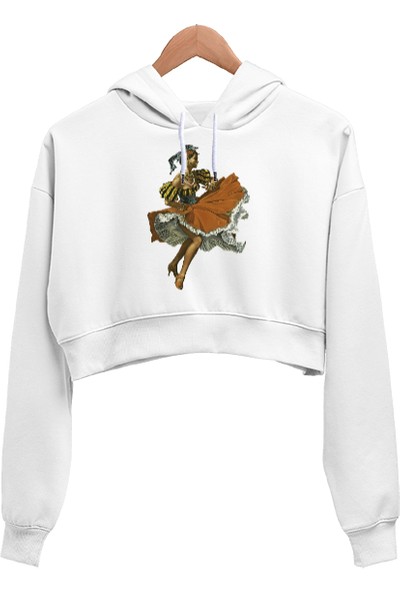 Dans Kadın Crop Hoodie Kapüşonlu Sweatshirt