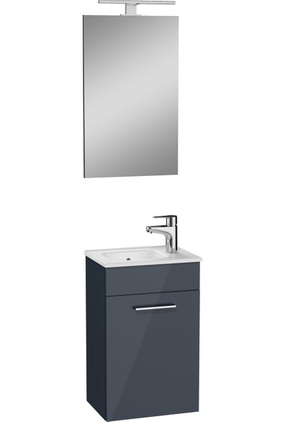 VitrA Mia 75065 Banyo Dolabı Seti, Kapaklı, 40 cm, Parlak Antrasit VitrA Mia 75065 Banyo Dolabı Seti, Kapaklı, 40 cm, Parlak Antrasit