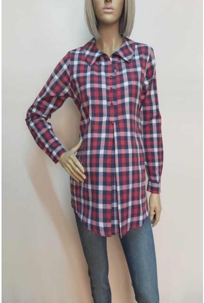 Tria Önü Düğmeli Ekose Hamile Gömlek