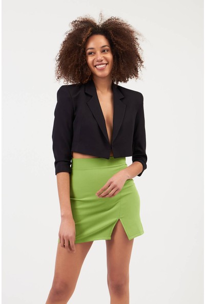 Coral Vatkalı Kısa Ceket Siyah