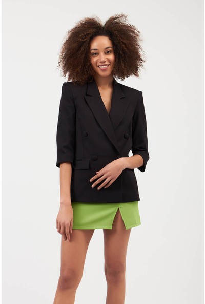 Coral Kruvaze Tek Düğmeli Ceket Siyah Coral Kruvaze Tek Düğmeli Ceket Siyah